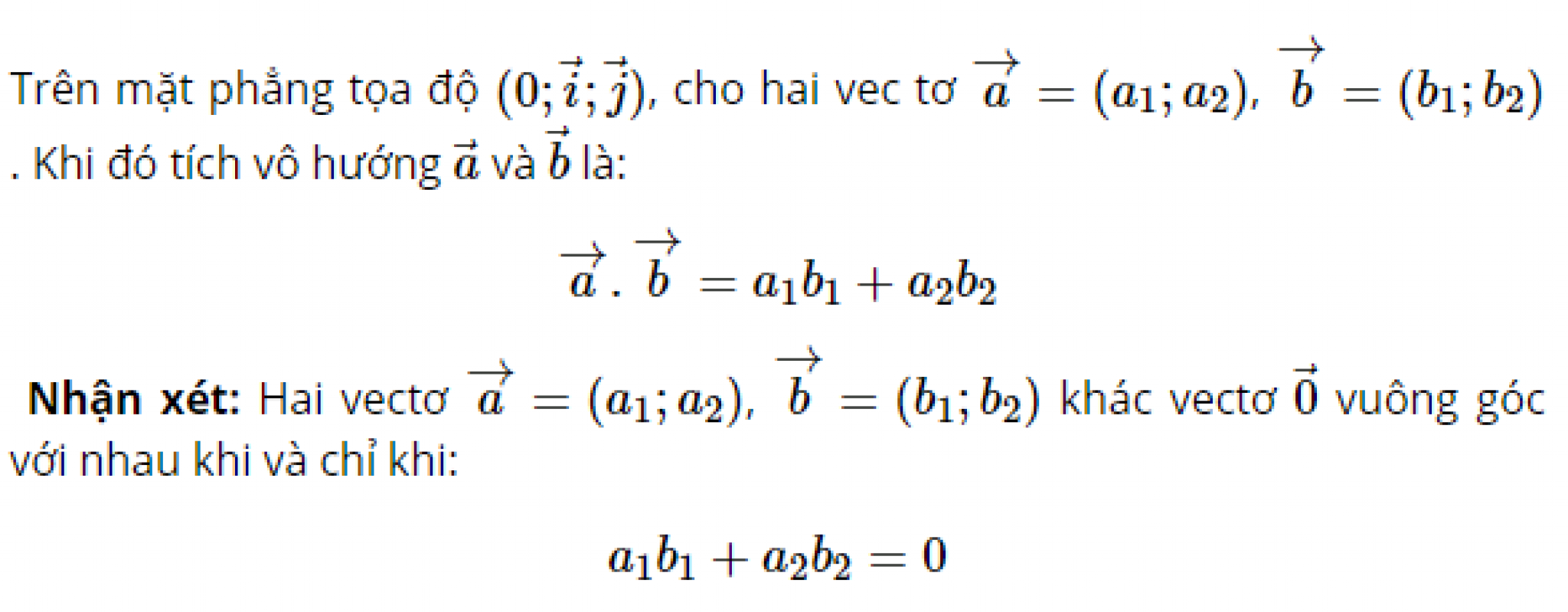 Tích Vô Hướng Của 2 Vecto là gì ? Định Nghĩa, Tính Chất, Công Thức